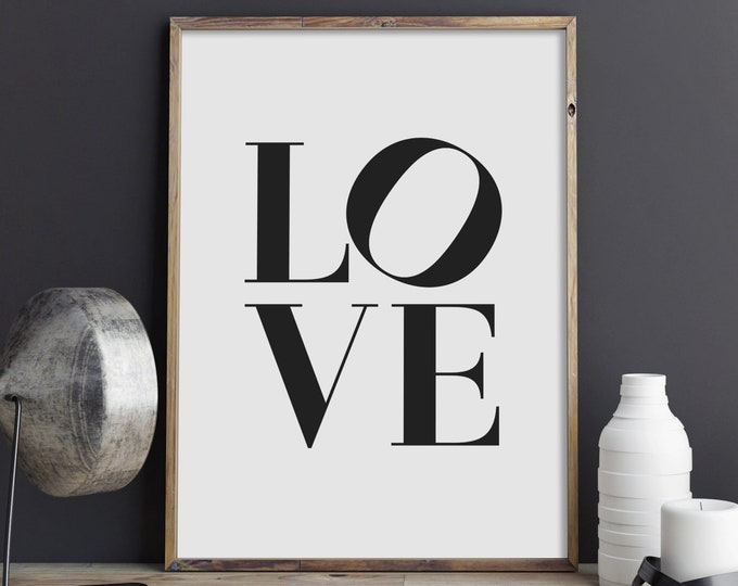 Love Printable Wall Art, Love Poster, Modern Bedroom Sign ...