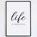 Life is Beautiful Printable Wall Art, Inspirational Poster, Bedroom ...