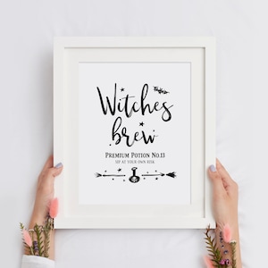 Witches Brew Printable Wall Art, Happy Halloween Kitchen Poster ...