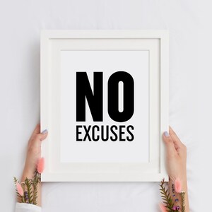 No Excuses Printable Wall Art, Gym Poster, Office Printable Art ...