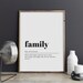Family Definition Print, Dictionary Poster, Love Quote Printable Wall ...
