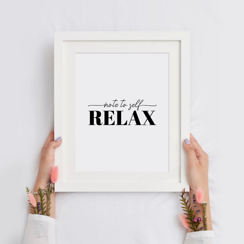 Note to Self: Relax Printable Art Bedroom Poster Bathroom - Etsy