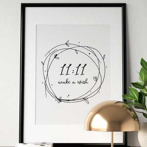 11:11 Make A Wish Print, Angel Number Sign, Affirmation Poster, 1111 ...