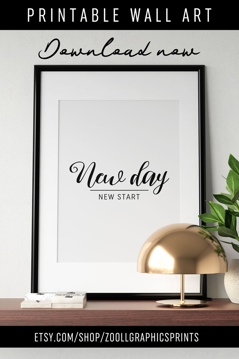 New Day New Start Printable Wall Art Bedroom Poster - Etsy