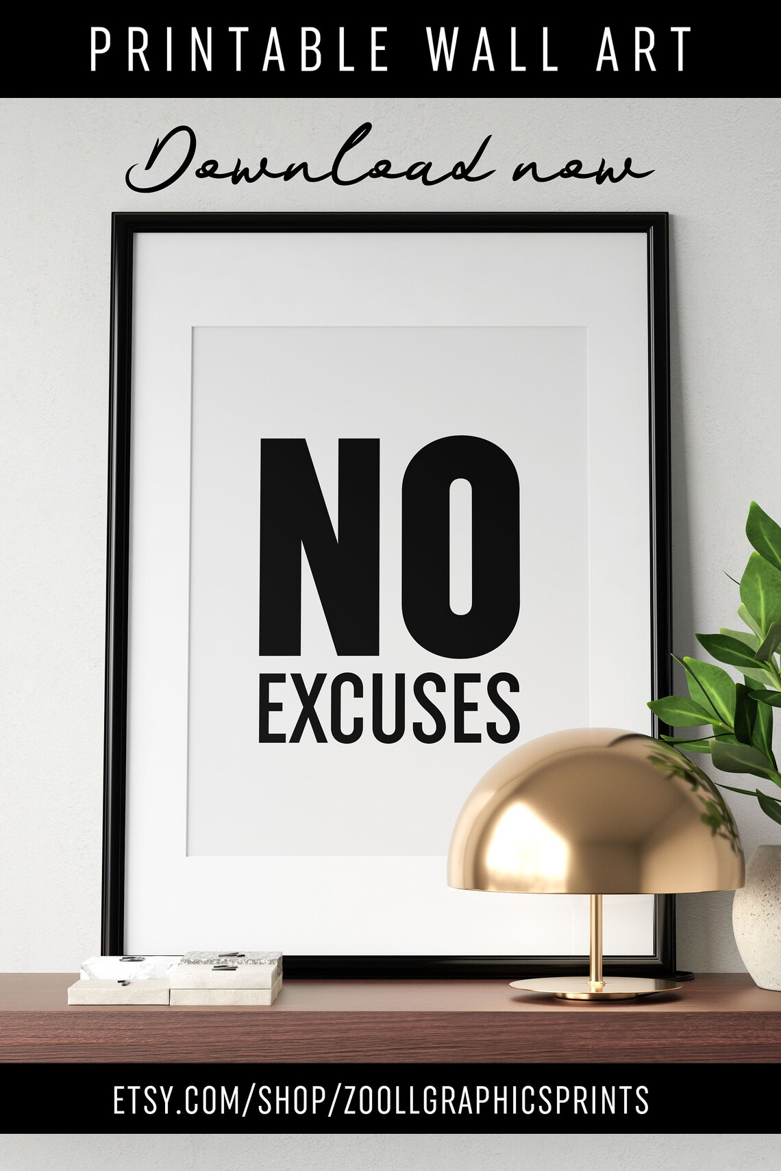 No Excuses Printable Wall Art Gym Poster Office Printable | Etsy
