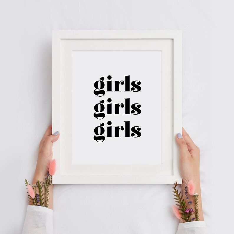 Girls Girls Girls Print, Girl Room Poster, Feminist Wall Art, Girls ...