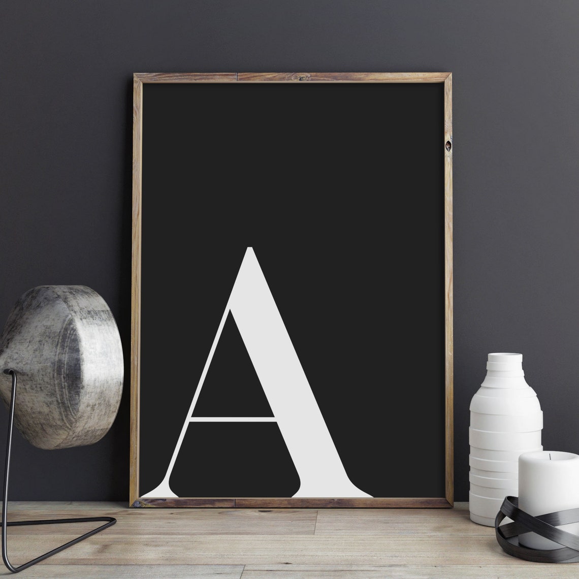 Printable Letter, Letter Sign, Black Background, Initial Printable Wall ...