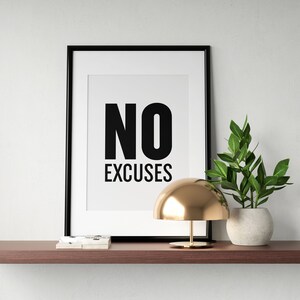 No Excuses Printable Wall Art, Gym Poster, Office Printable Art ...
