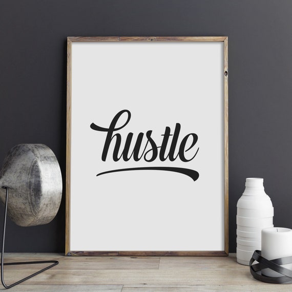 Hustle Print Motivational Poster Office Wall Art Gym | Etsy