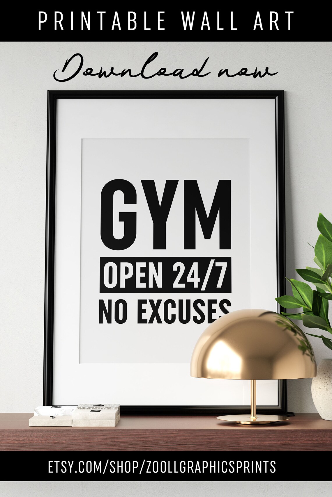 Gym Open 24/7 No Excuses Print, Gym Sign, Fitness Poster, Motivational ...