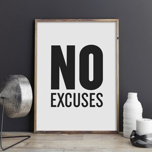 No Excuses Printable Wall Art, Gym Poster, Office Printable Art ...