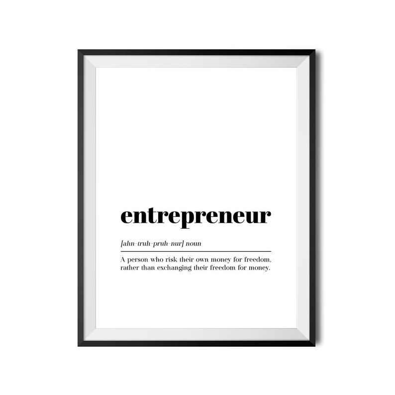 Entrepreneur Definition Print Home Office Decor Small - Etsy