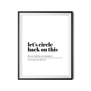 Let's Circle Back on This Definition Print, Funny Home Office Wall Art ...