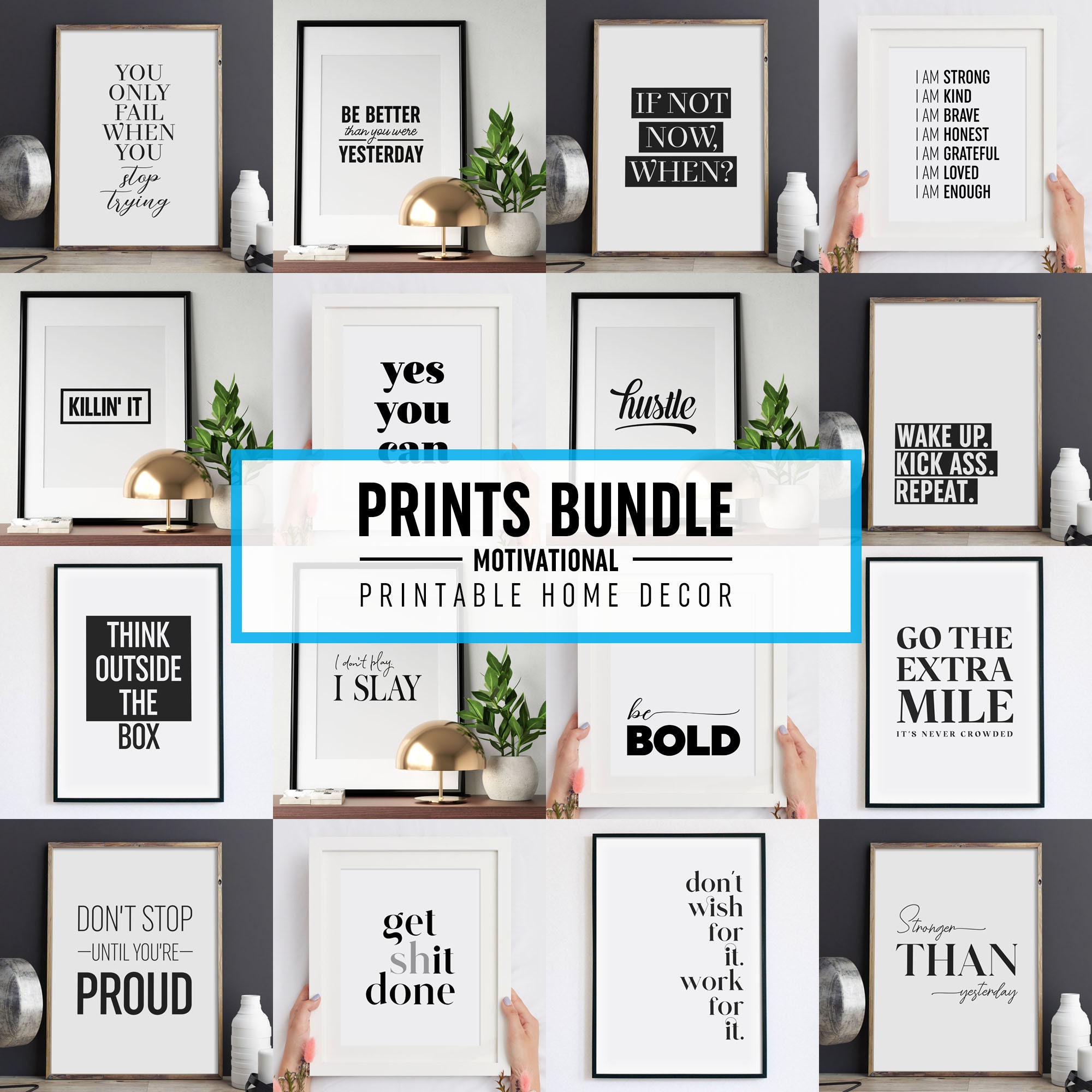 Digital Prints BUNDLE 16 Posters Motivational Printable | Etsy