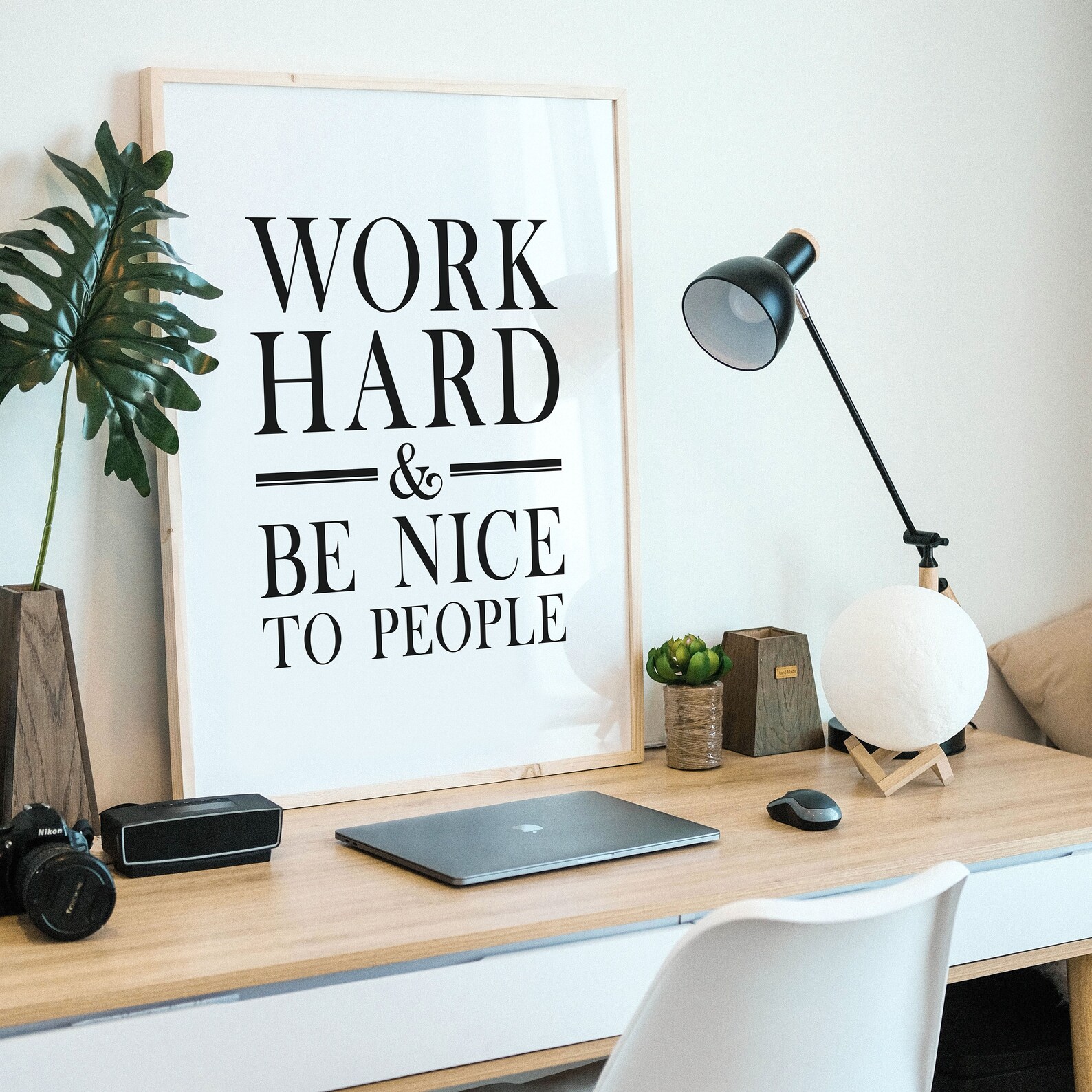 Work Hard & Be Nice to People Print Printable Office Wall - Etsy