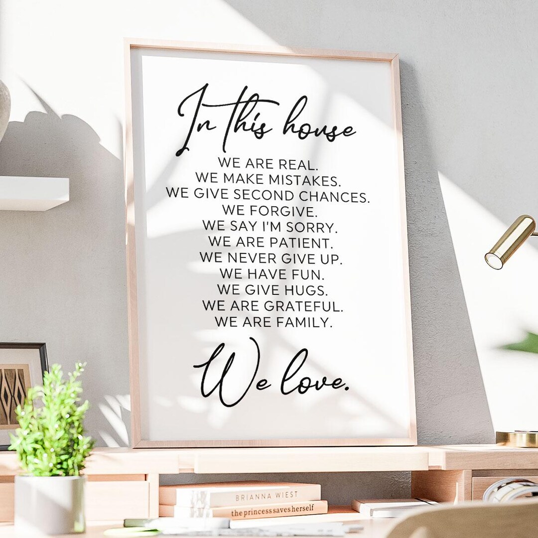 In This House Print, House Rules Poster, Living Room Printable Wall Art ...