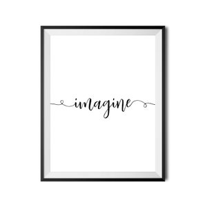 Imagine Printable Wall Art, Inspirational Poster, One Line Word ...