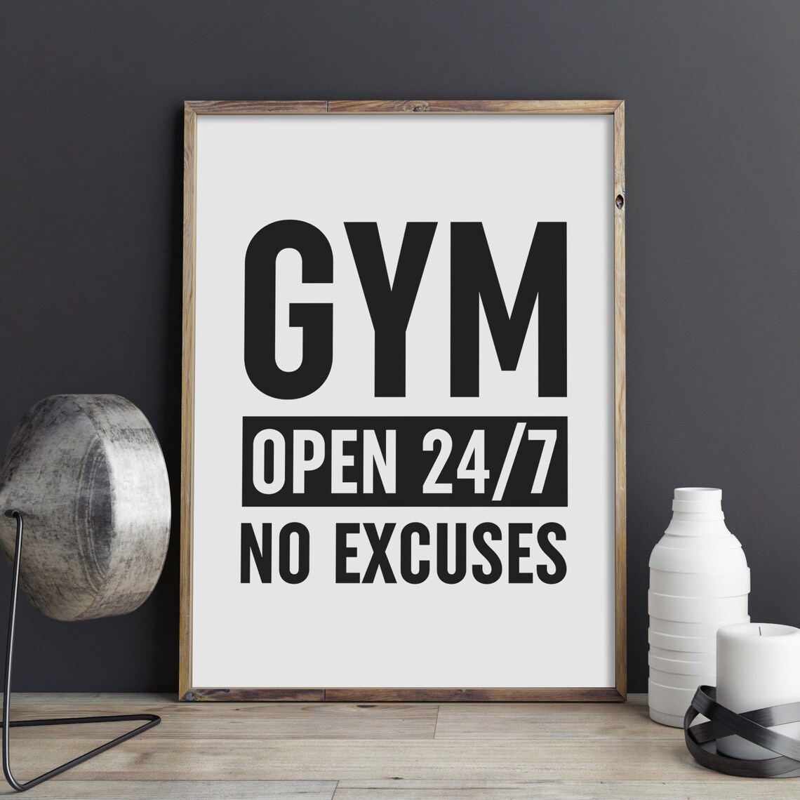 Gym Open 24/7 No Excuses Print Gym Sign Fitness Poster - Etsy