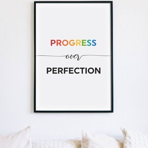 Progress Over Perfection Printable Wall Art, Uplifting Poster ...