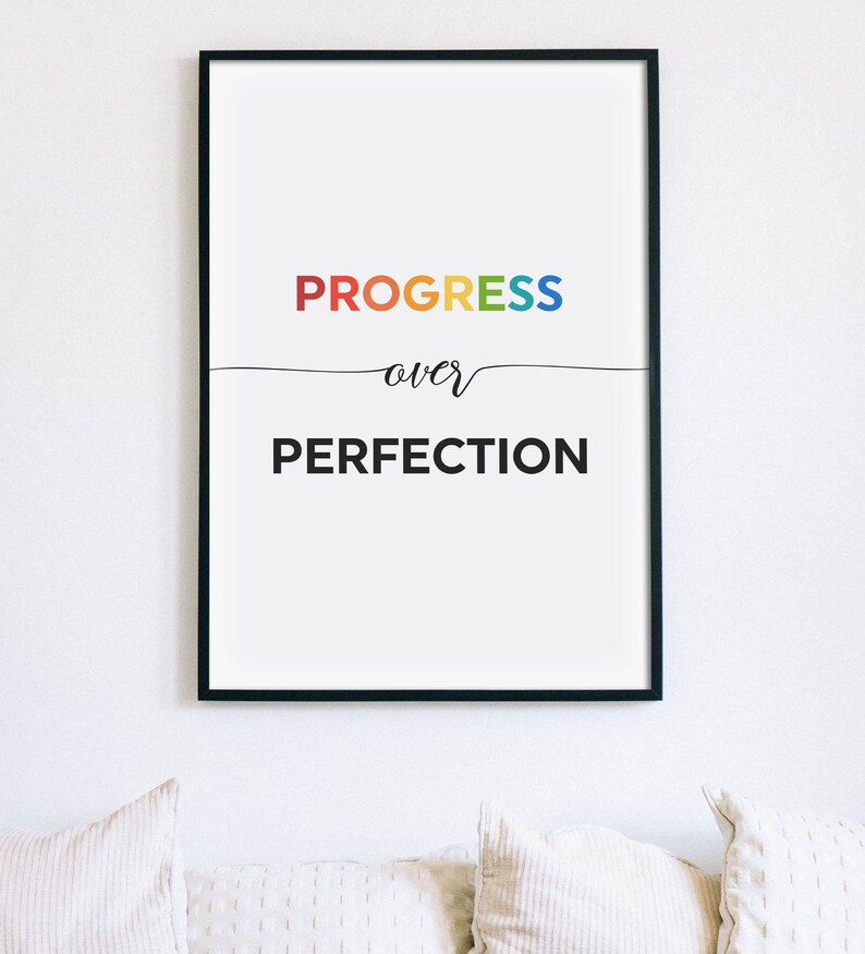Progress Over Perfection Printable Wall Art, Uplifting Poster ...