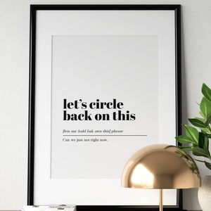 Let's Circle Back on This Definition Print, Funny Home Office Wall Art ...