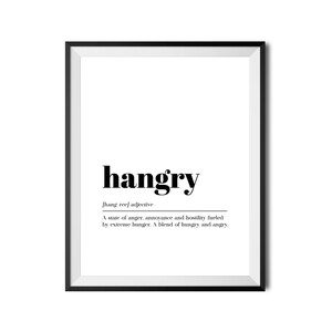 Hangry Definition Print, Funny Home Decor, Kitchen Print, Kitchen ...
