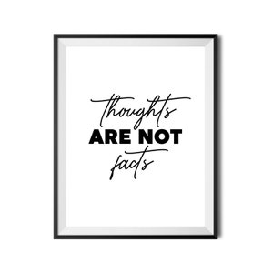 Thoughts Are Not Facts Print, Mental Health Poster, Anxiety Art ...