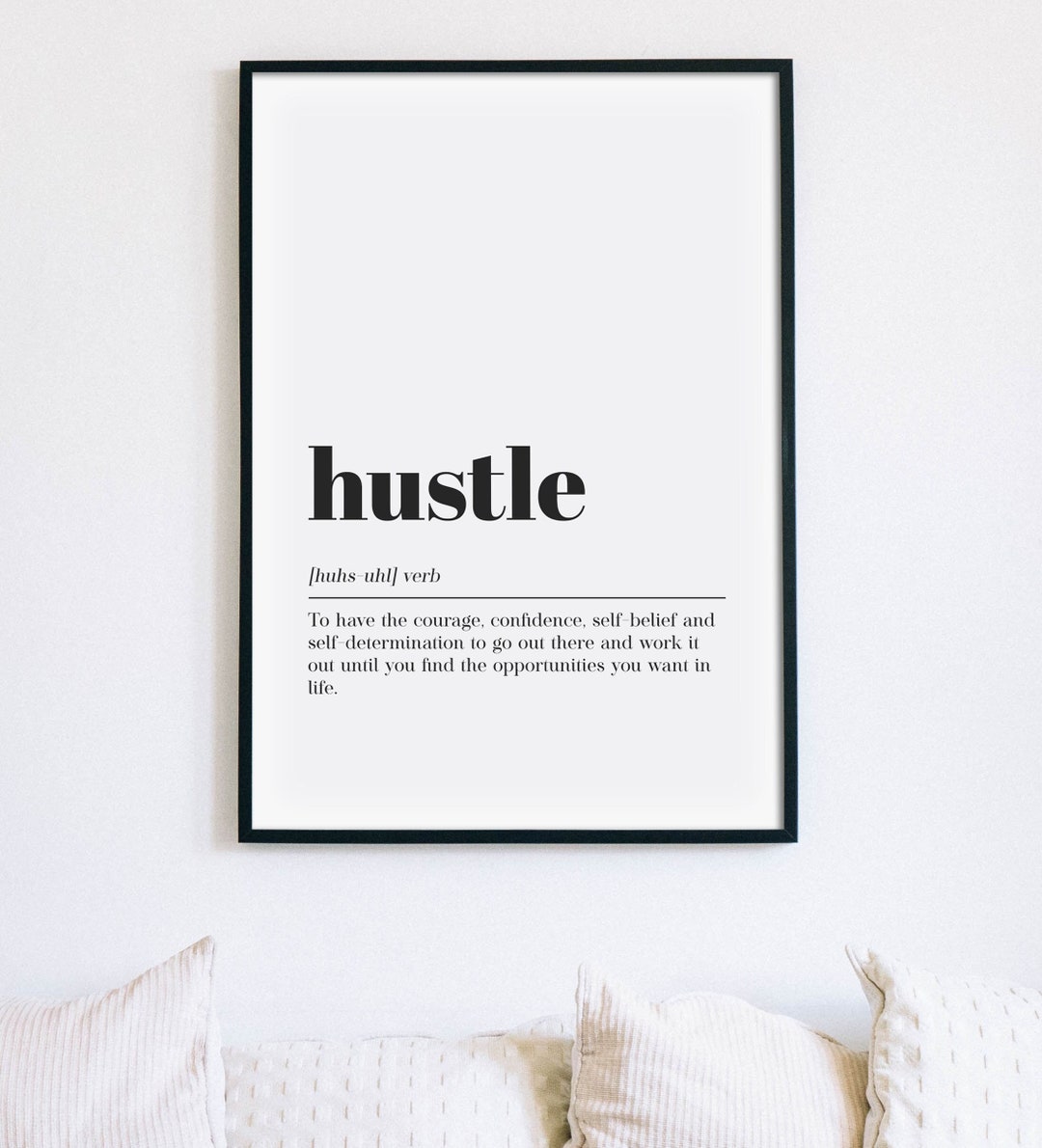 Hustle Definition Print, Motivational Quote Poster, Office Wall Art ...