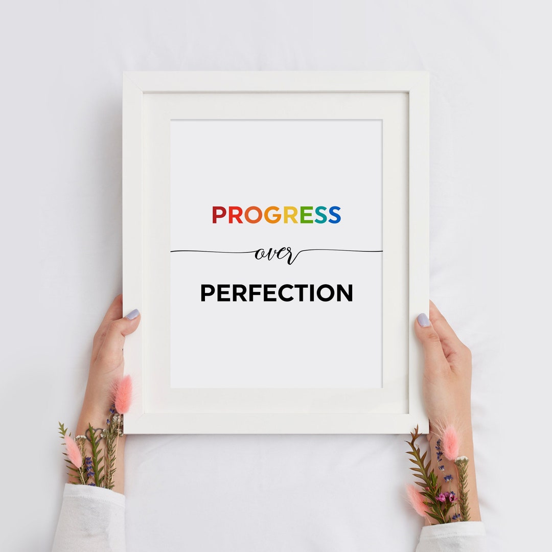 Progress Over Perfection Printable Wall Art, Uplifting Poster, Motivational Print, Inspirational ...