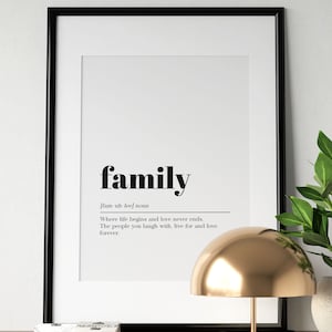 Family Definition Print, Dictionary Poster, Love Quote Printable Wall ...