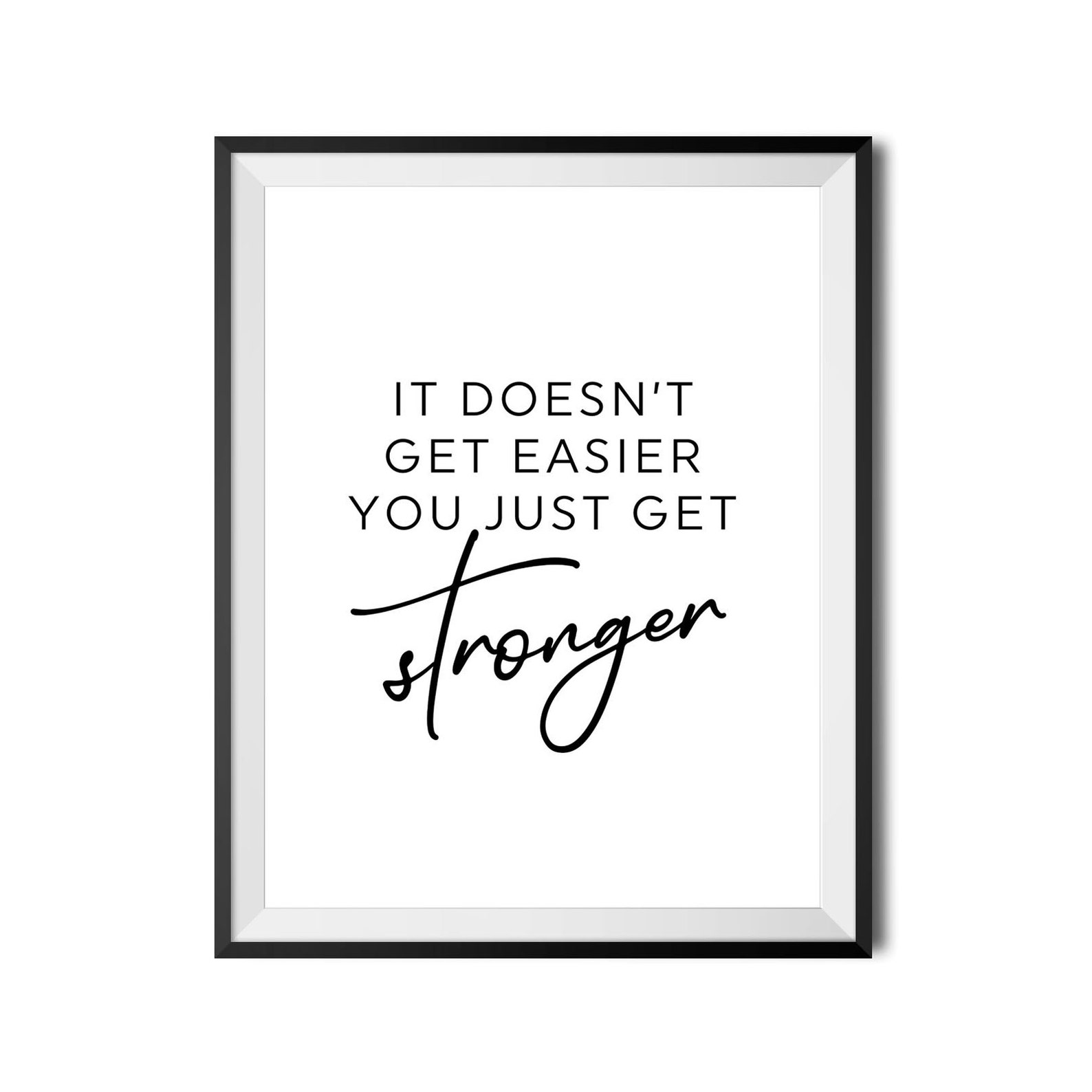 It Doesn't Get Easier You Just Get Stronger Print, Motivational Quote ...