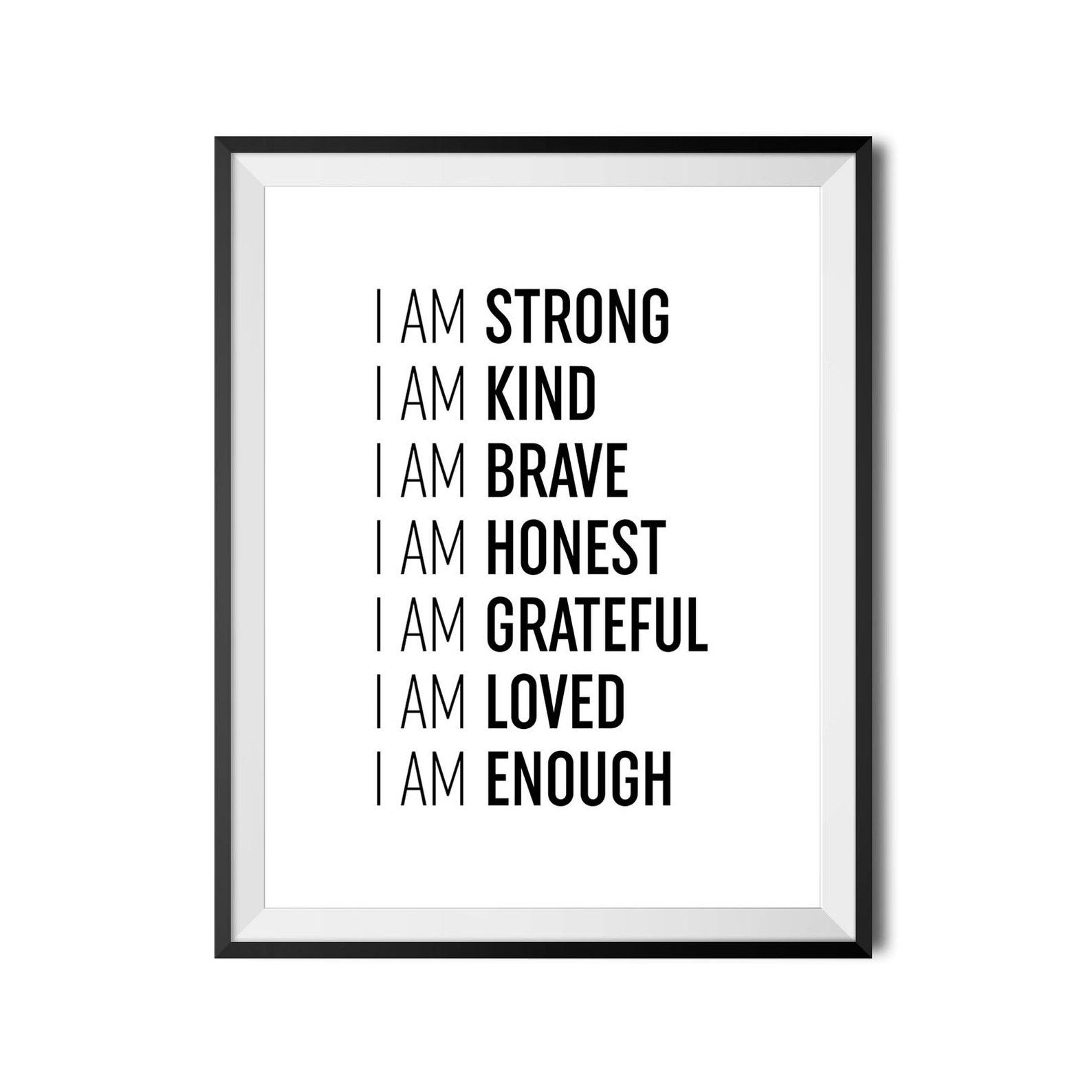 I Am Strong Positive Affirmations Printable Wall Art Bedroom - Etsy