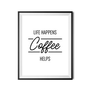 Life Happens Coffee Helps Printable Wall Art, Office Poster, Kitchen ...
