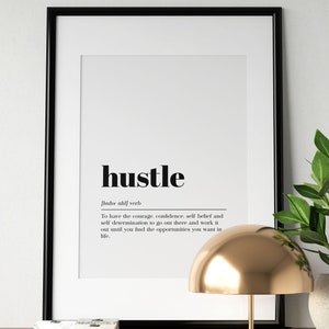 Hustle Definition Print, Motivational Quote Poster, Office Wall Art ...