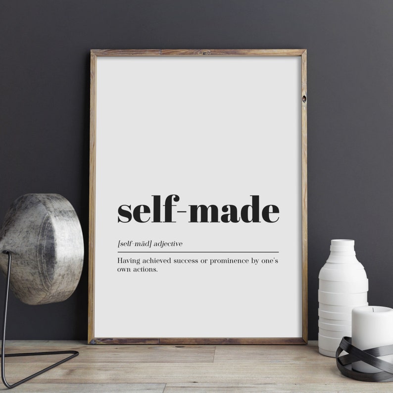 Self-made Definition Print, Home Office Decor, Small Business ...
