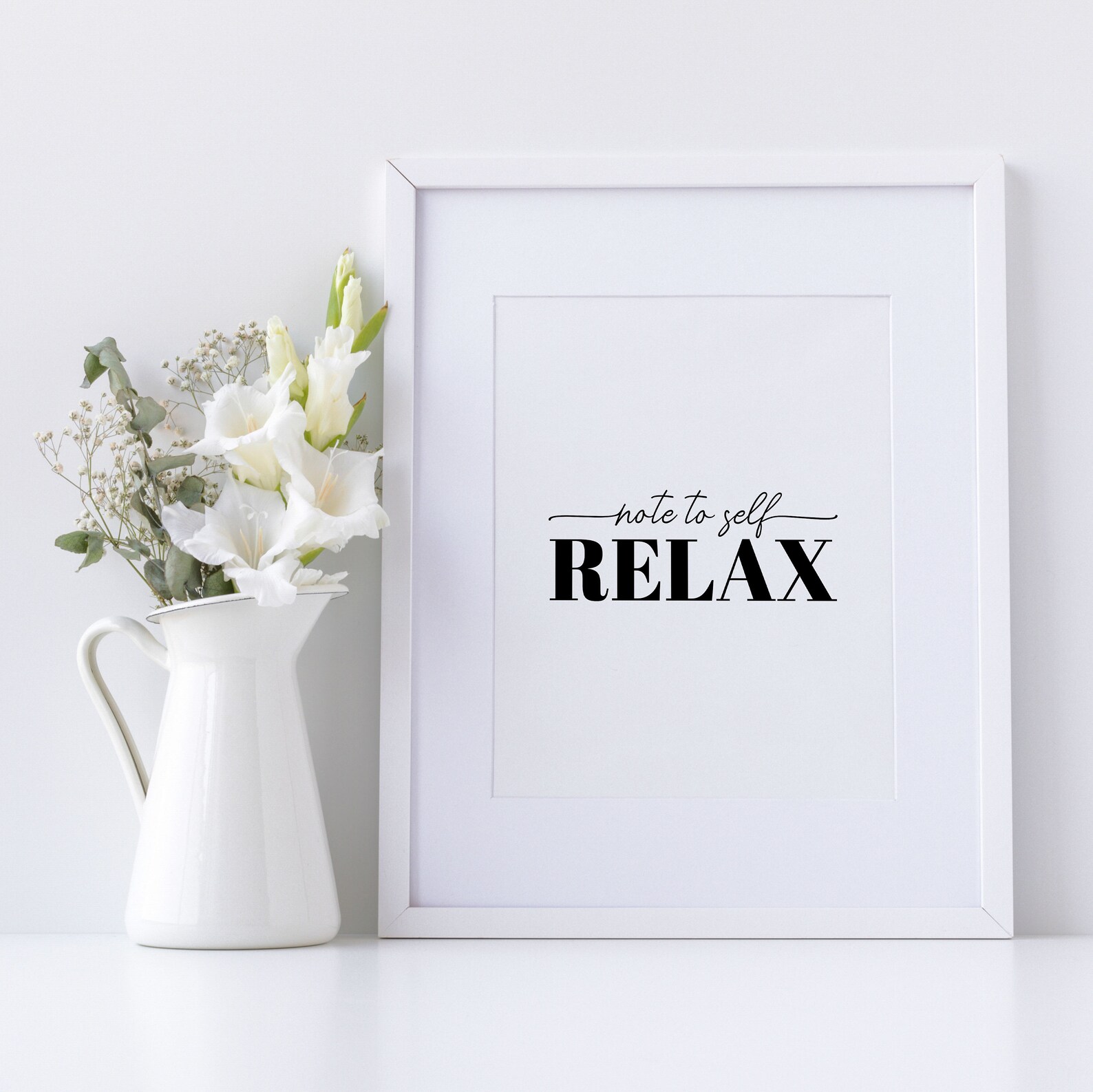 Note To Self: Relax Printable Art Bedroom Poster Bathroom | Etsy