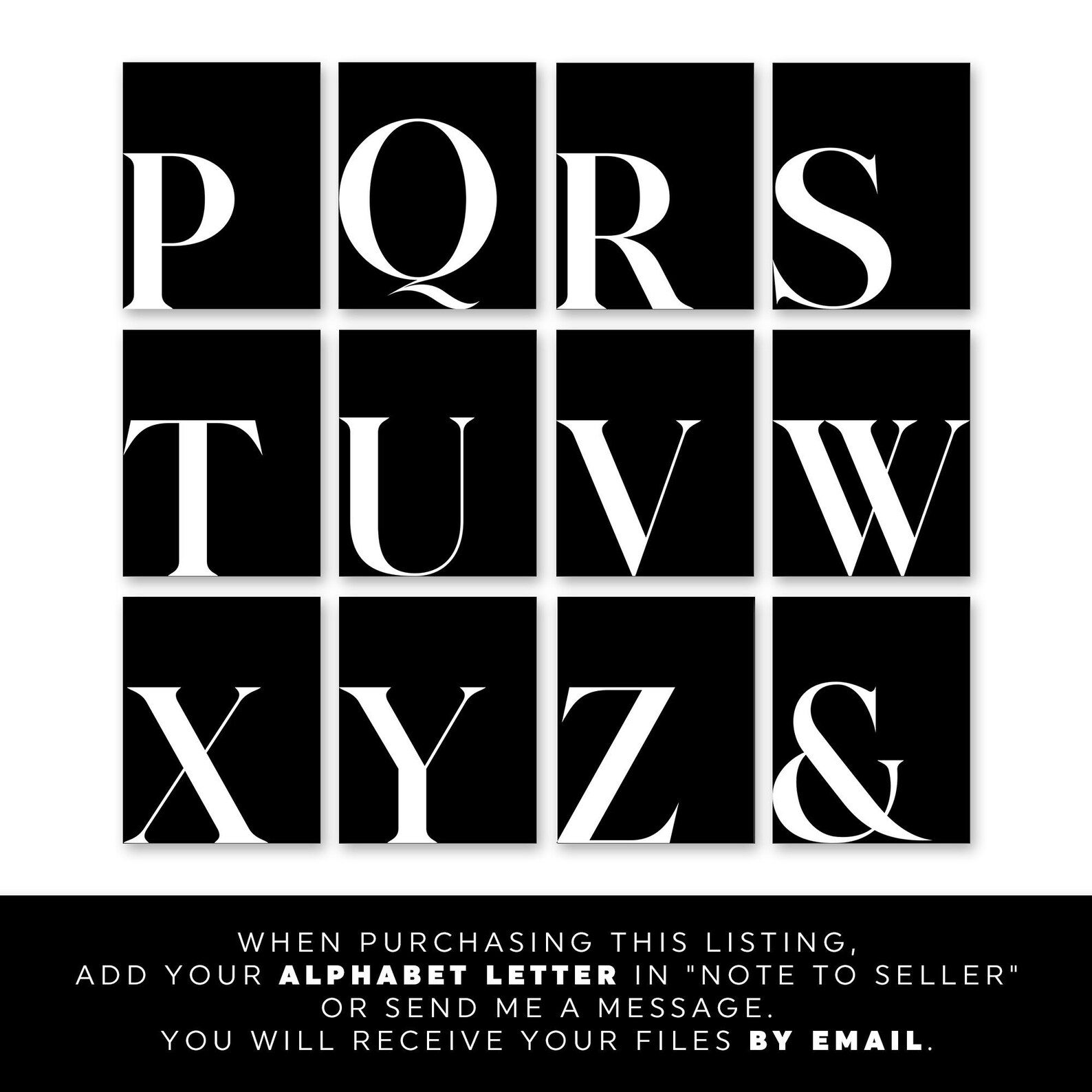 Printable Letter, Letter Sign, Black Background, Initial Printable Wall ...