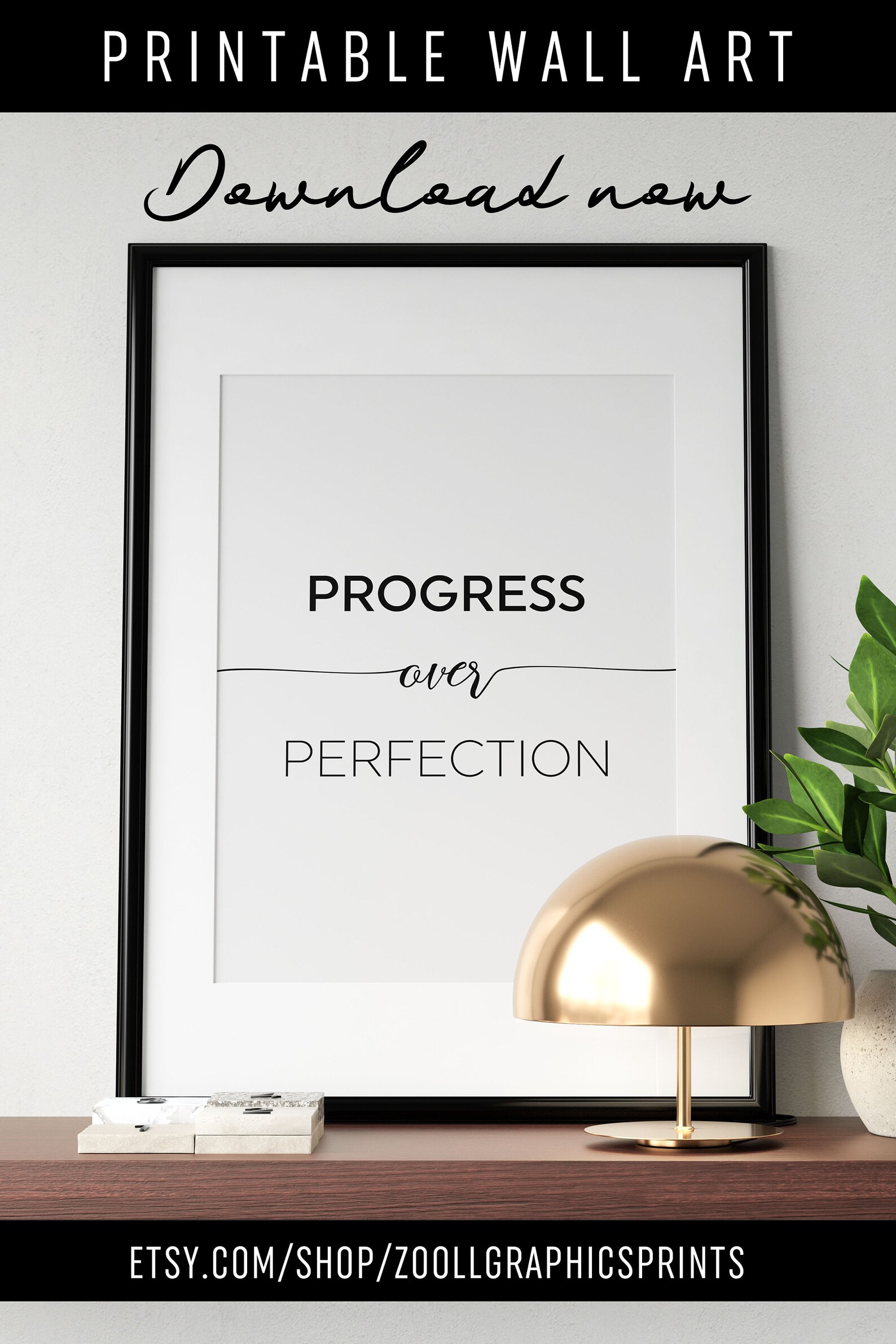 Progress Over Perfection Printable Wall Art, Uplifting Office Poster ...