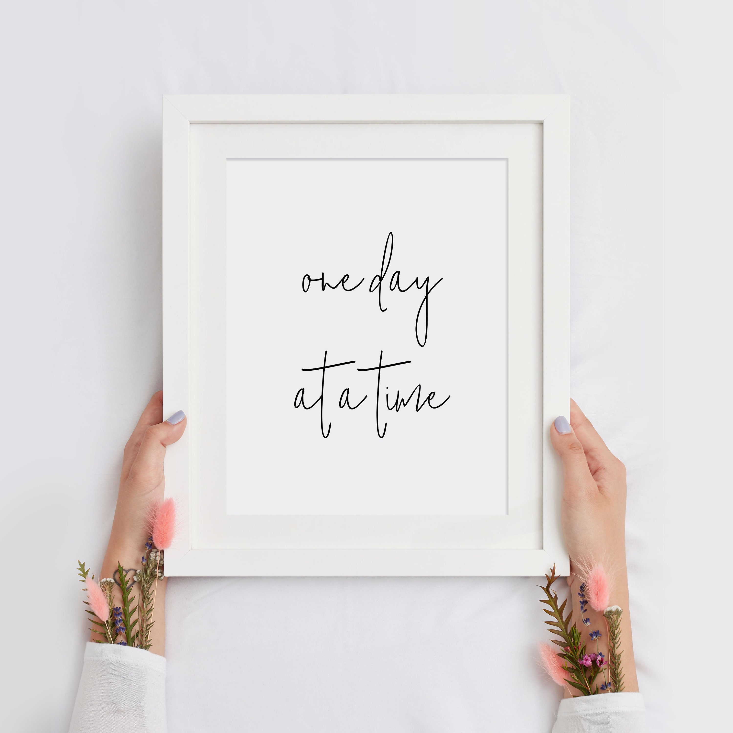 One Day At A Time Printable Wall Art Motivational Poster | Etsy