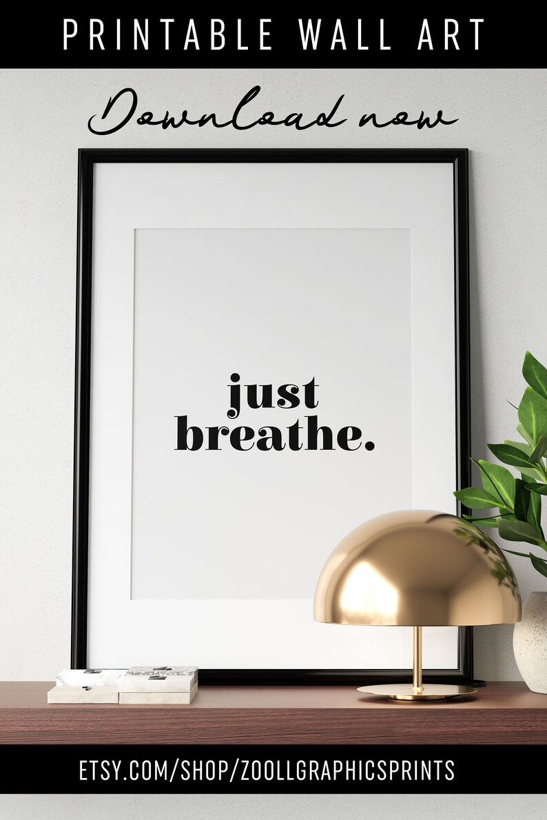 Just Breathe Print Yoga Poster Meditation Room Printable - Etsy