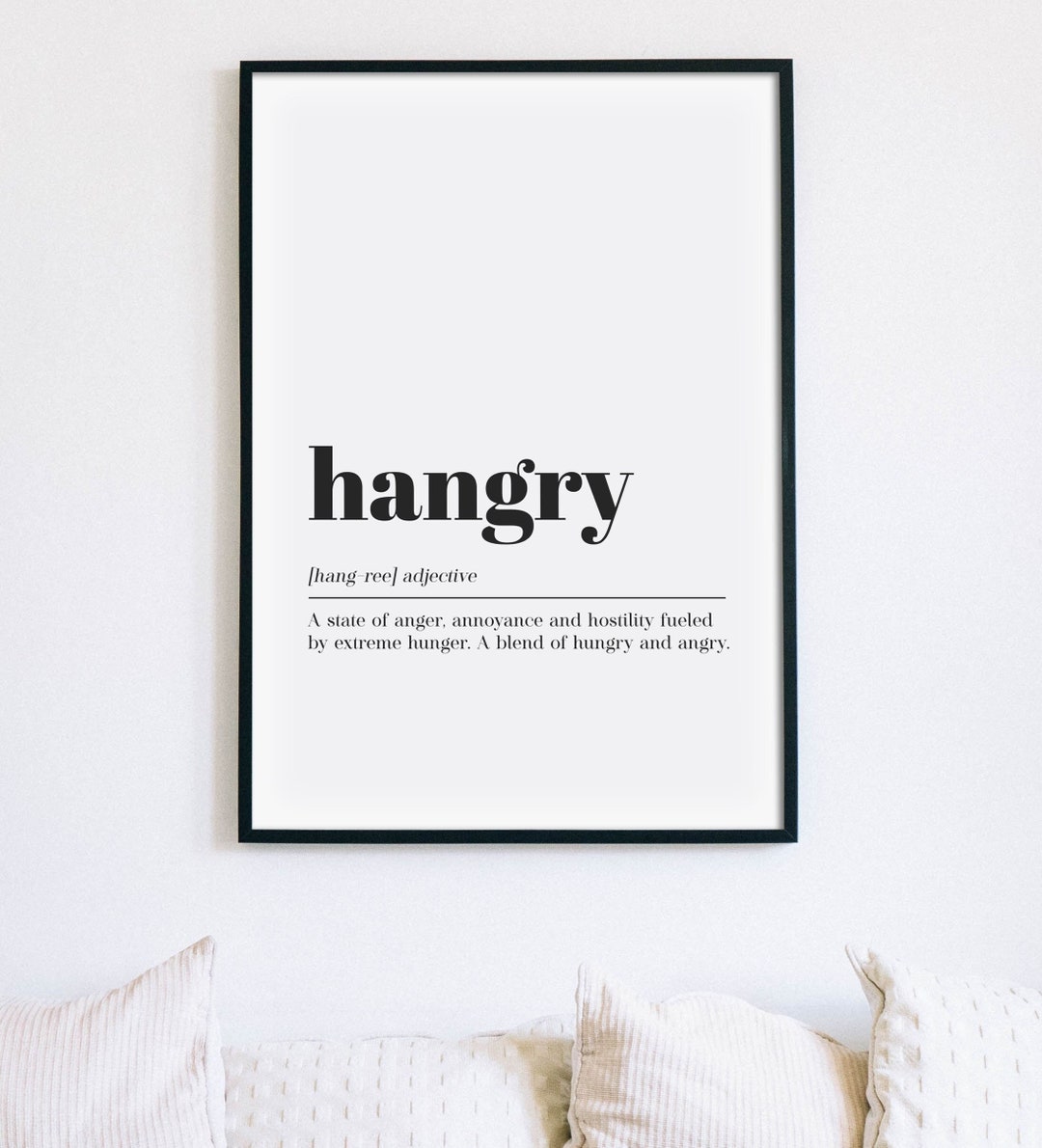 Hangry Definition Print, Funny Home Decor, Kitchen Print, Kitchen ...