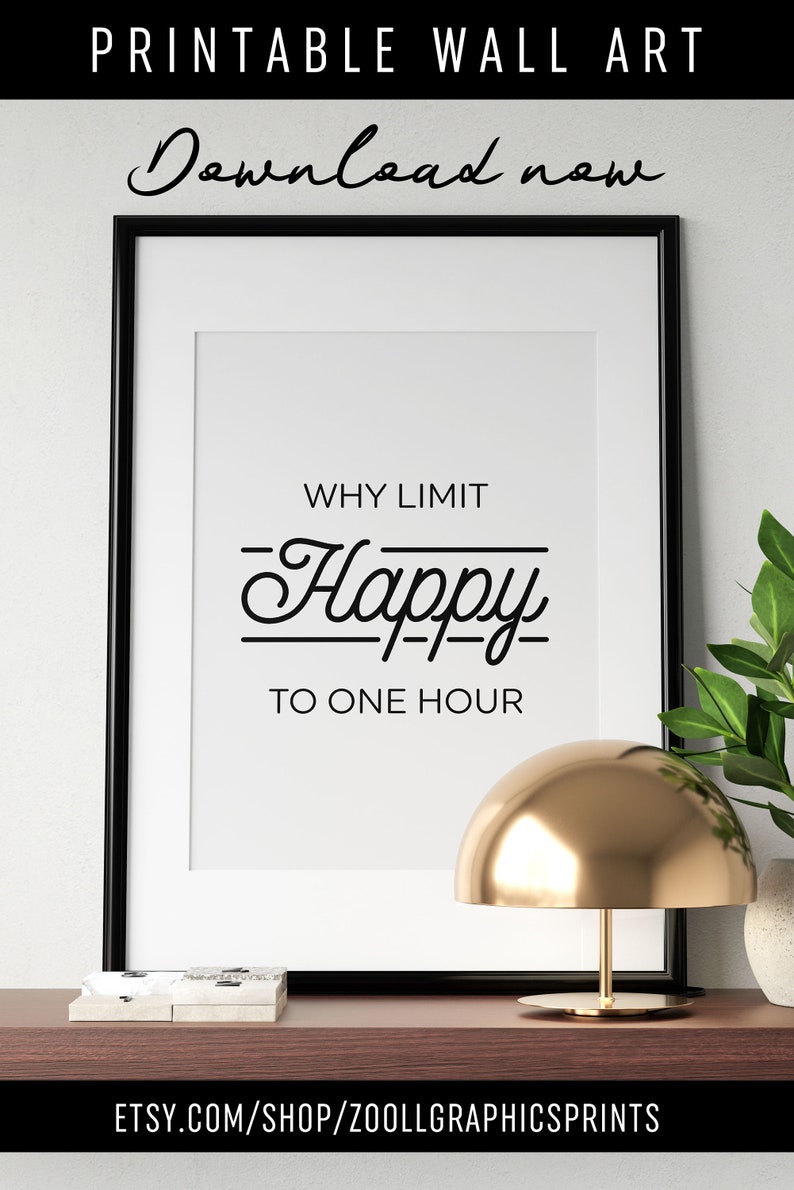 Why Limit Happy to One Hour Printable Wall Art Kitchen - Etsy