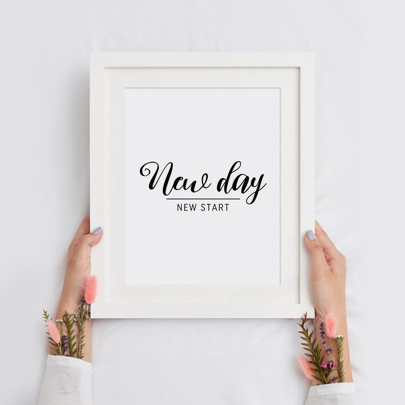 New Day New Start Printable Wall Art Bedroom Poster - Etsy