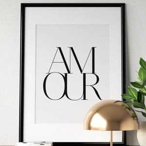 Amour Printable Wall Art, Love Sign, Modern Geometric Bedroom Poster ...