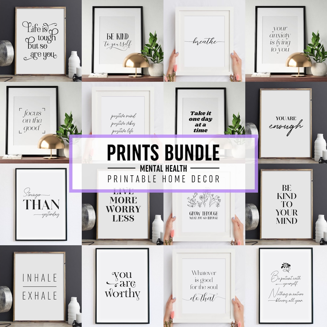 Digital Prints BUNDLE, 16 Posters, Mental Health Printable Quotes ...