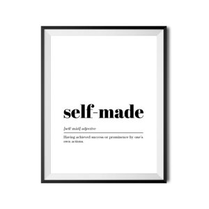 Self-made Definition Print, Home Office Decor, Small Business ...