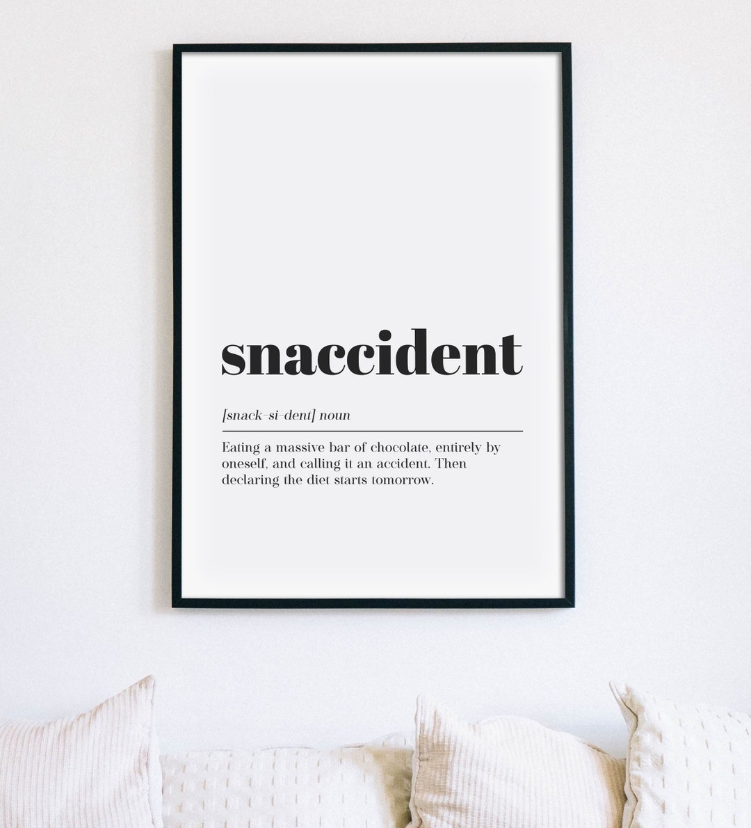 Snaccident Definition Print, Funny Kitchen Sign, Food Poster, Printable ...