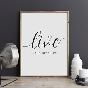 Live Your Best Life Print, Bedroom Poster, Minimalist Wall Art ...