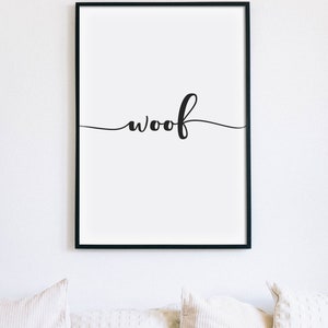 Woof Printable Wall Art, One Line Word Art, Dog Lover Poster ...
