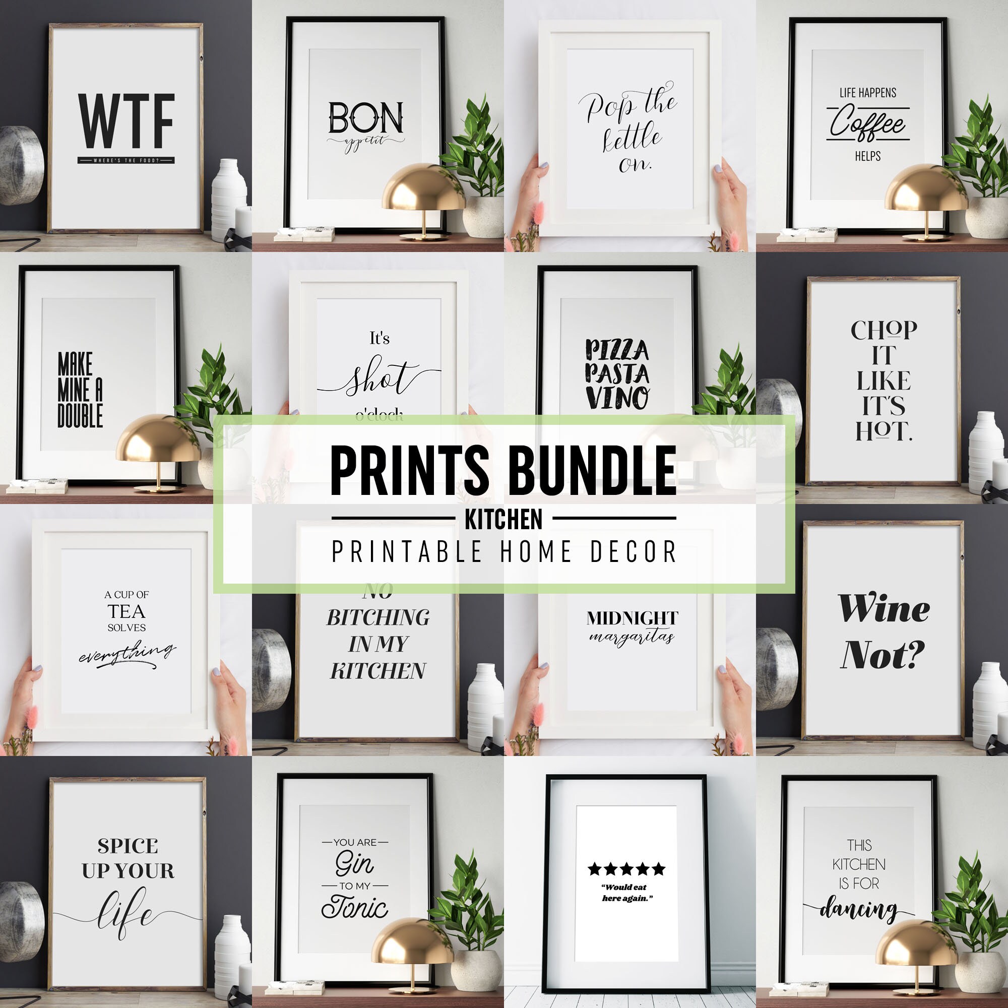 Digital Prints BUNDLE 16 Posters Printable Quotes Kitchen - Etsy